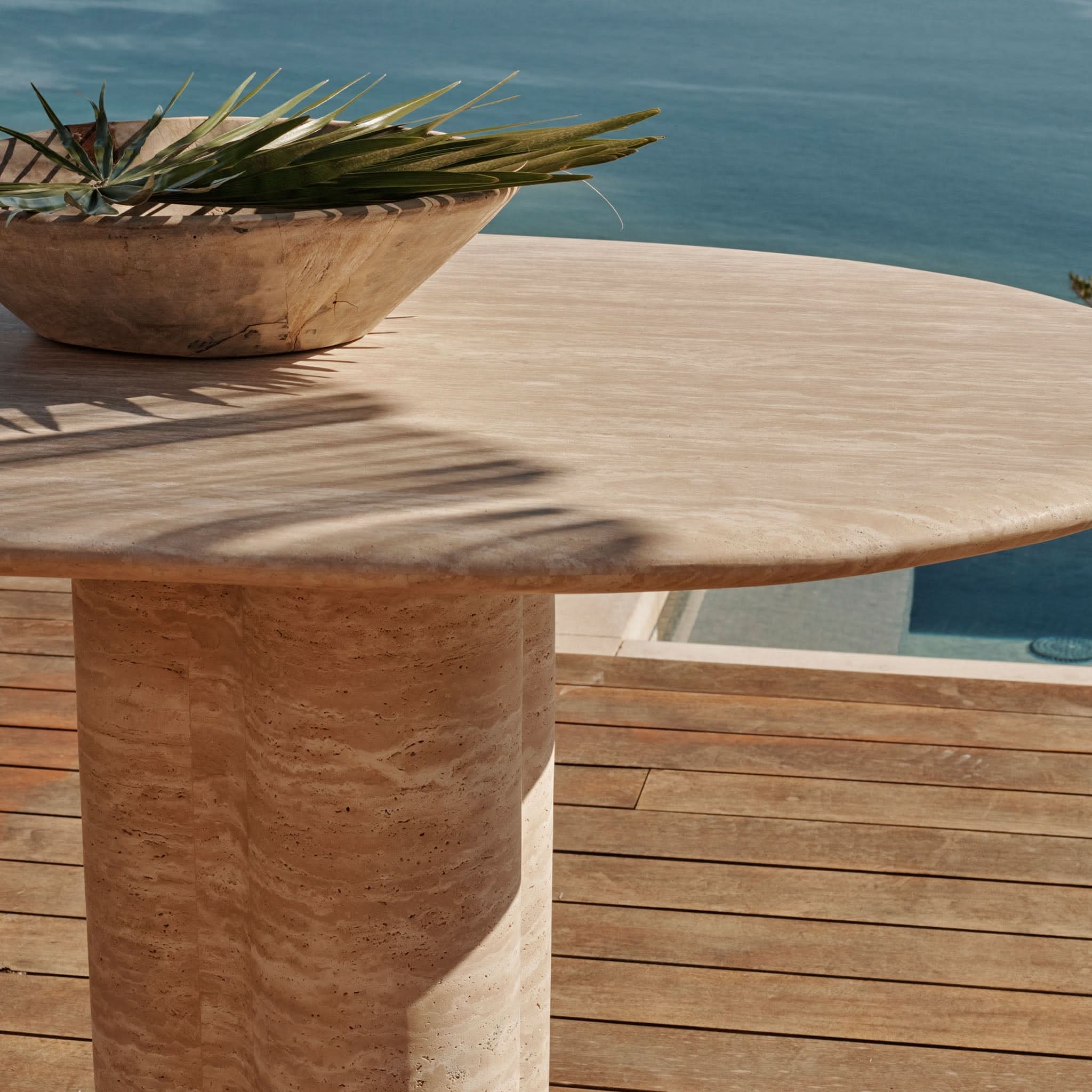 Porto Travertine Pill Dining Table 108" – HARBOUR