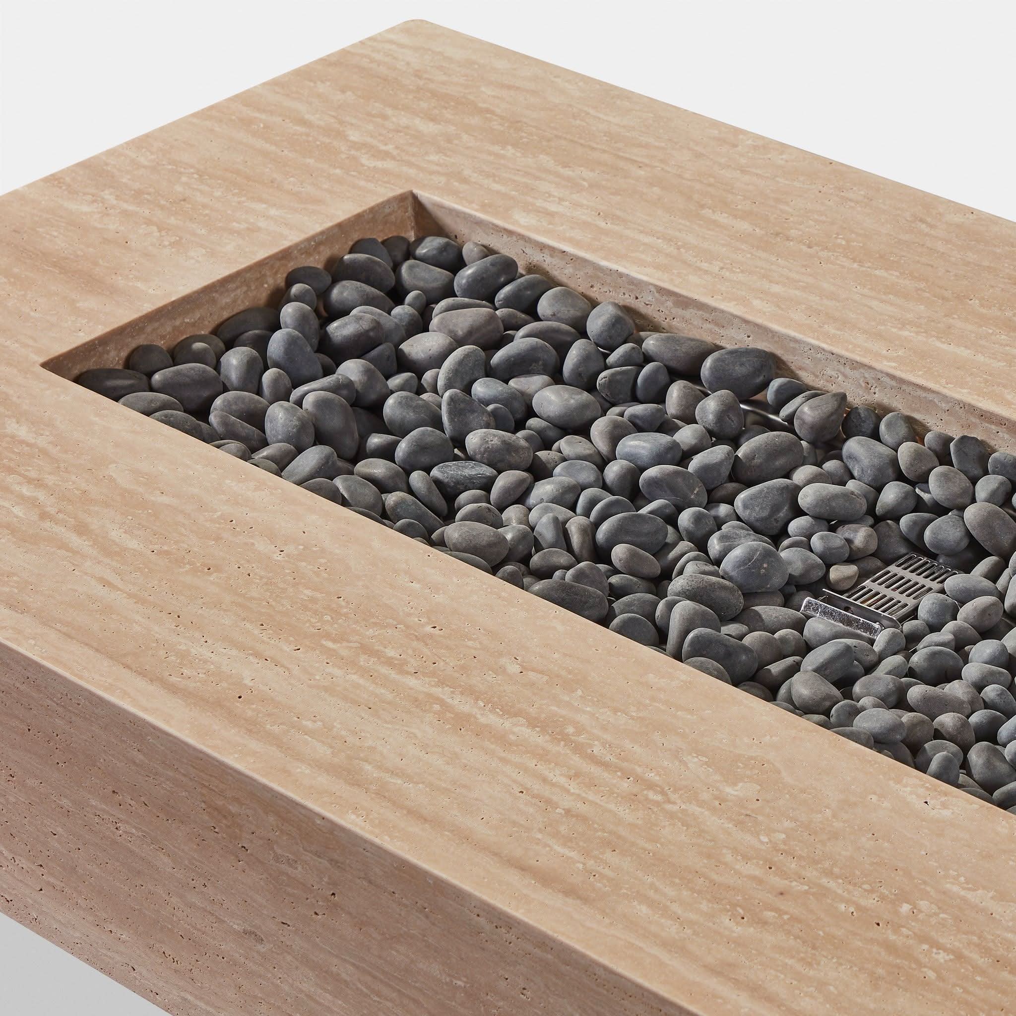 Mason Rectangle Fire Table | Travertine Outdoor Furniture – HARBOUR