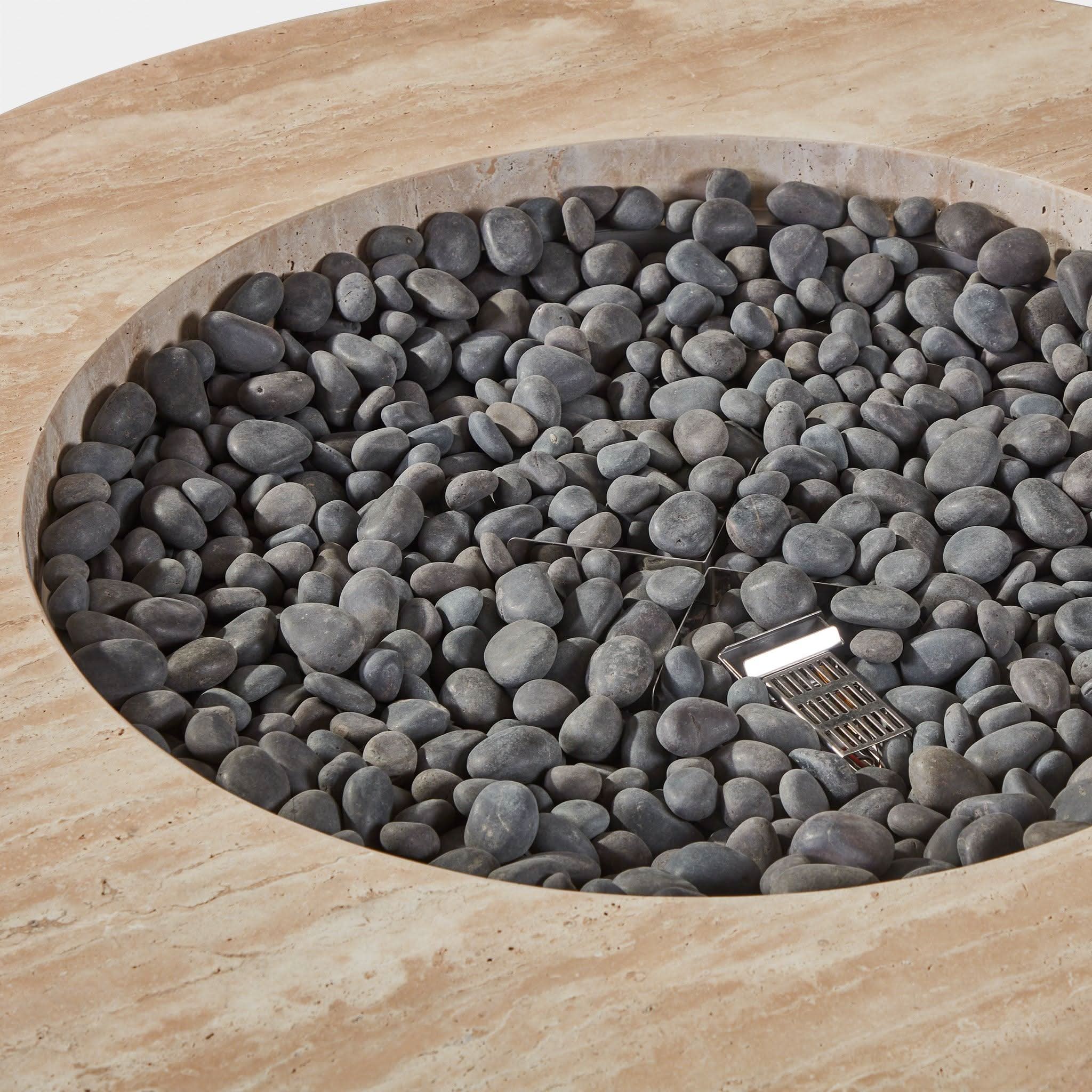 Mason Round Fire Table | Travertine Outdoor Furniture – HARBOUR