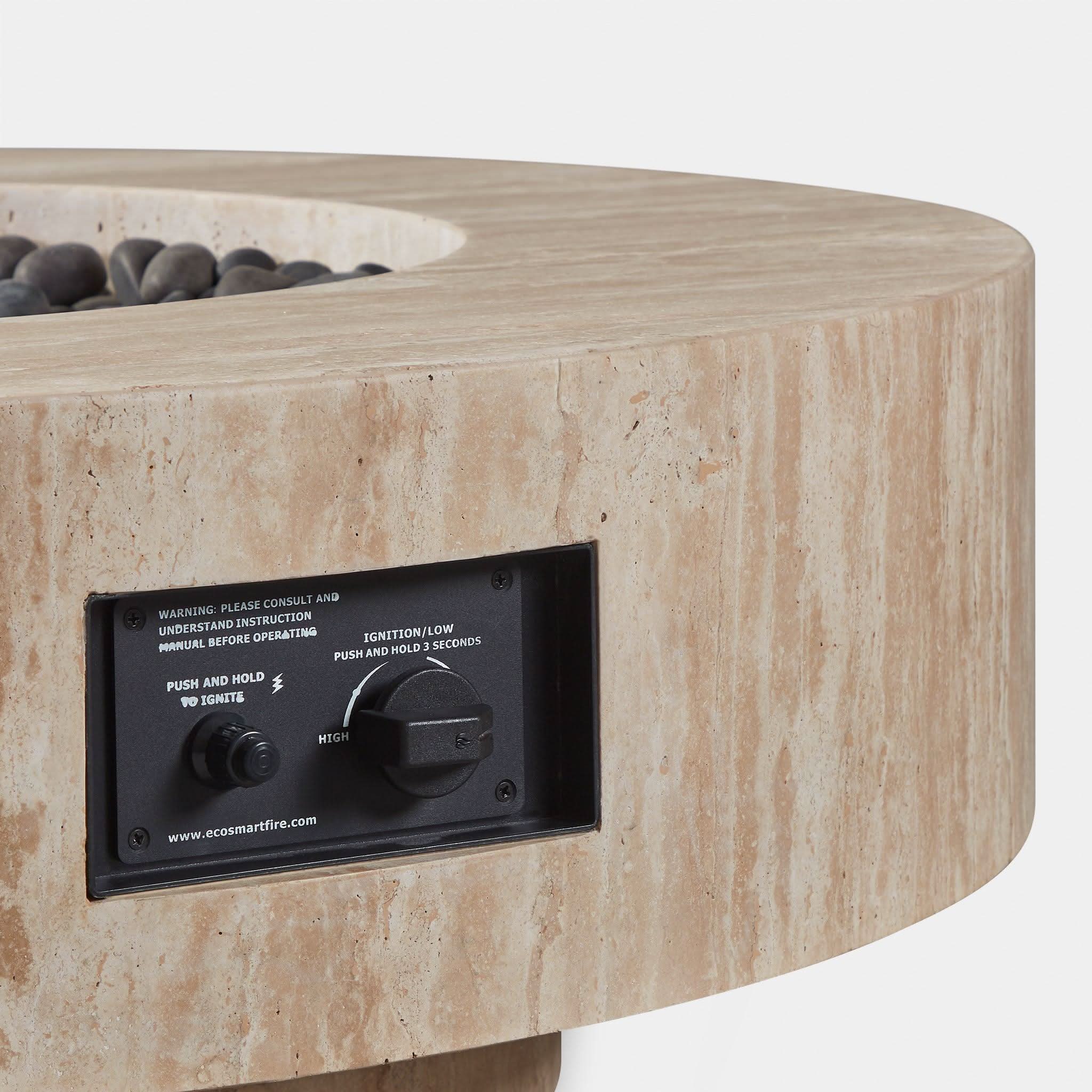 Mason Round Fire Table | Travertine Outdoor Furniture – HARBOUR