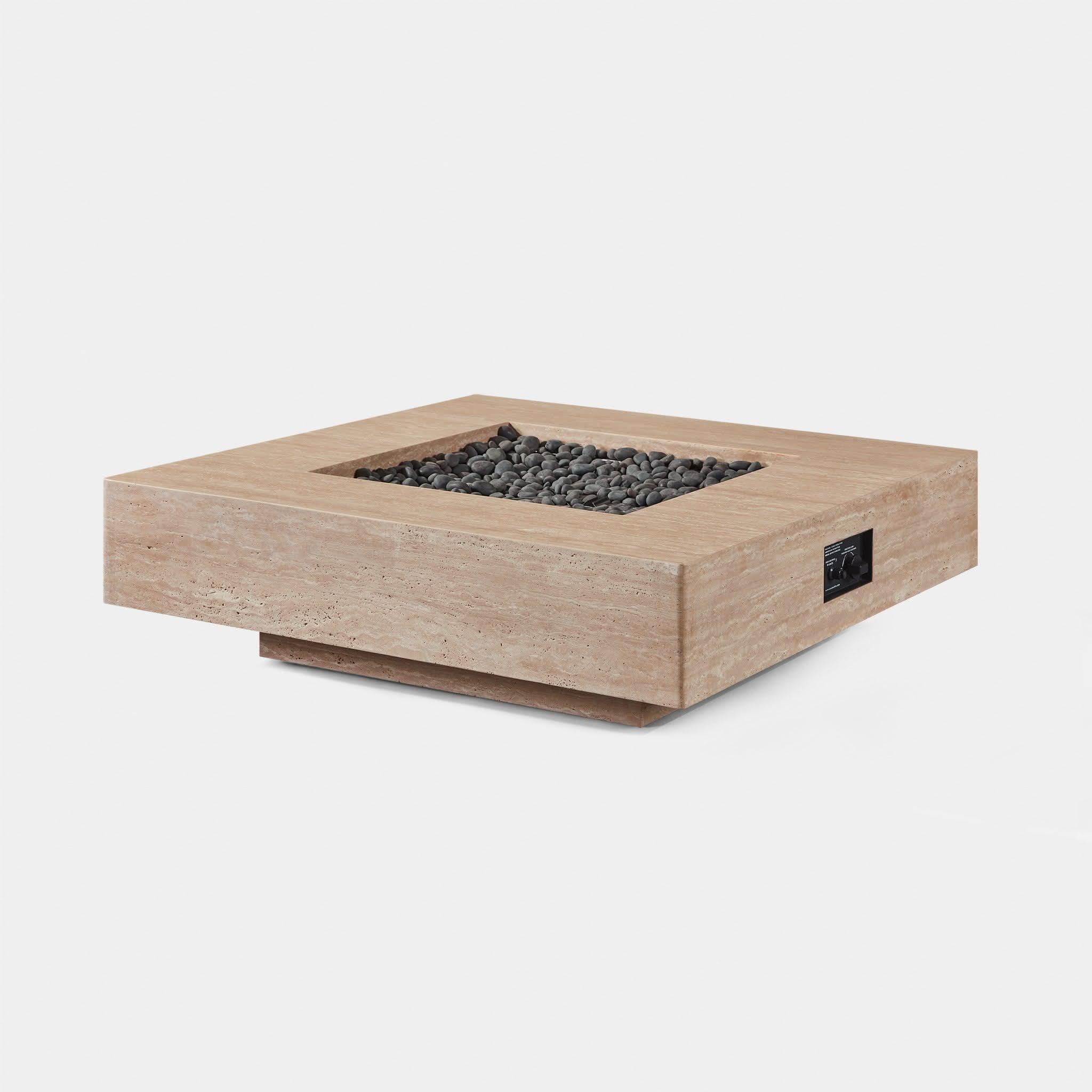 Mason Square Fire Table | Travertine Outdoor Furniture – HARBOUR